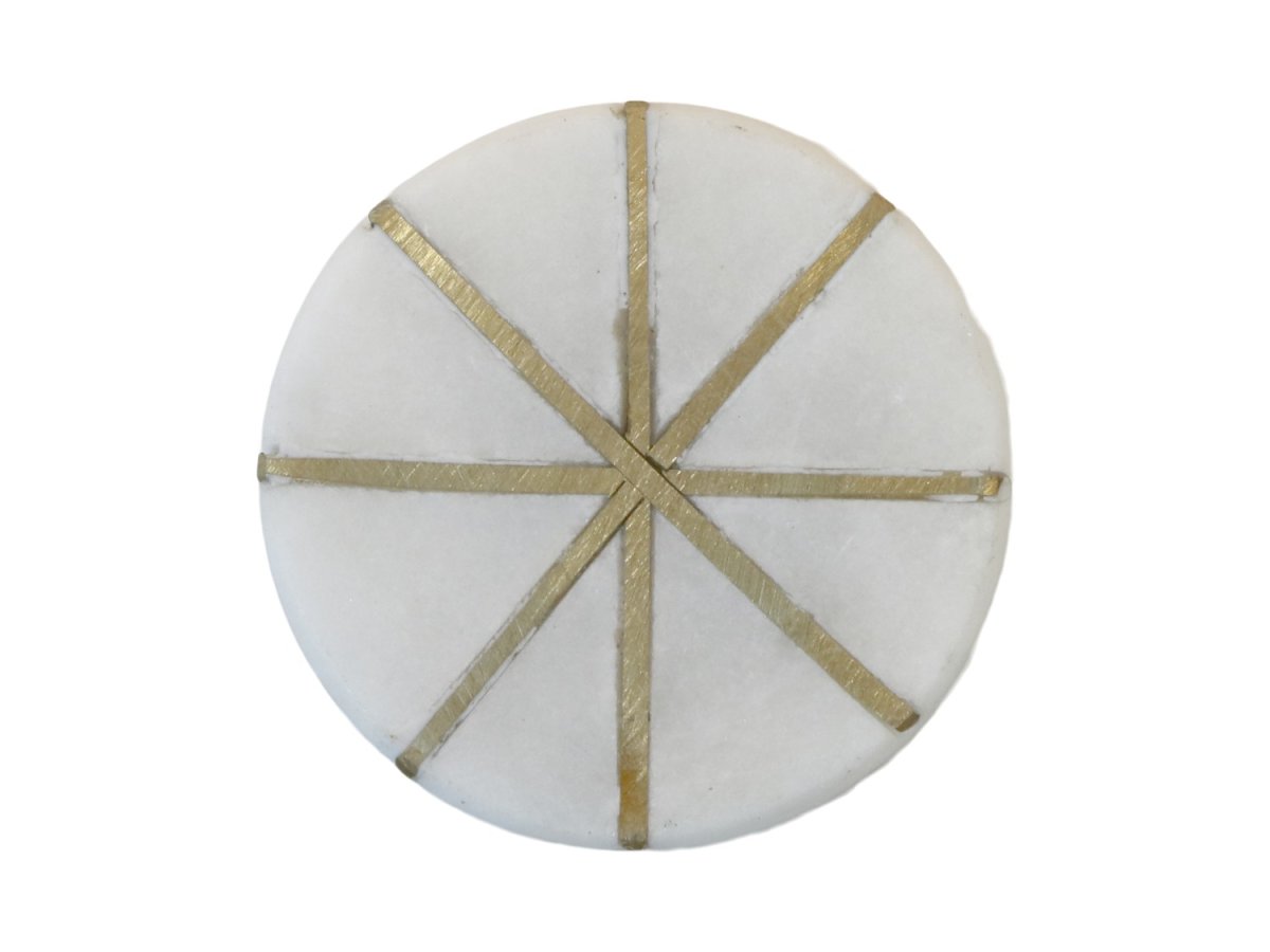 Chic Antique Marmor Greb m. Messingdetaljer, Hvid